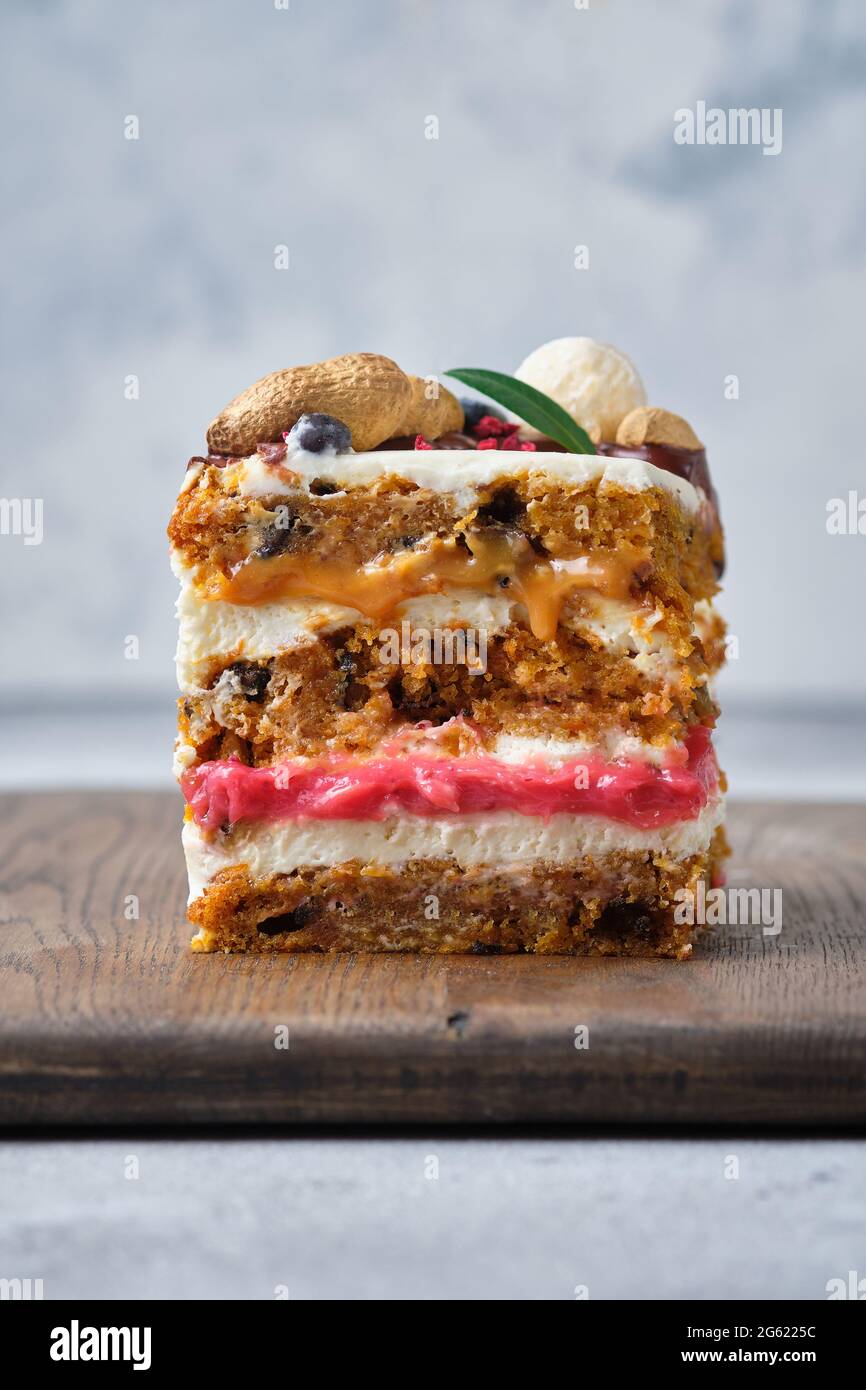 Gorgeous spicy carrot cake with two fillings: caramel and cranberry ...