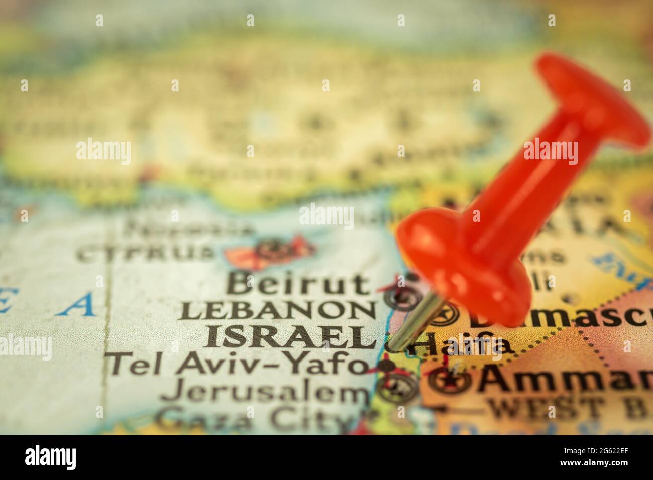 Location Israel, travel map with push pin point marker closeup, Asia ...