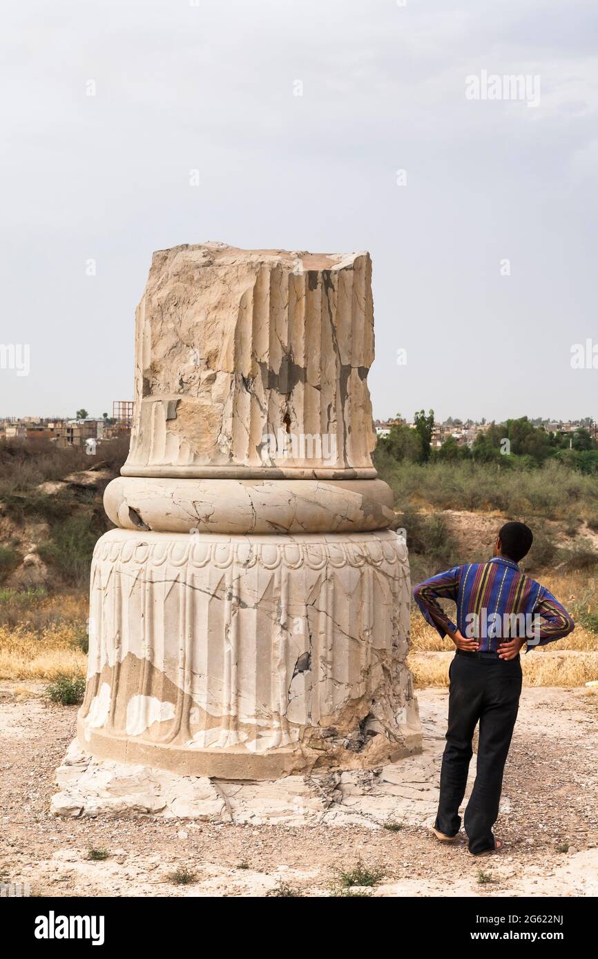 Stone column at Apadana ruins, archaeological site of Susa(Shush ...