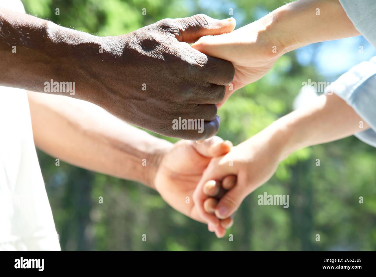 Woman handshake walking hi-res stock photography and images - Alamy