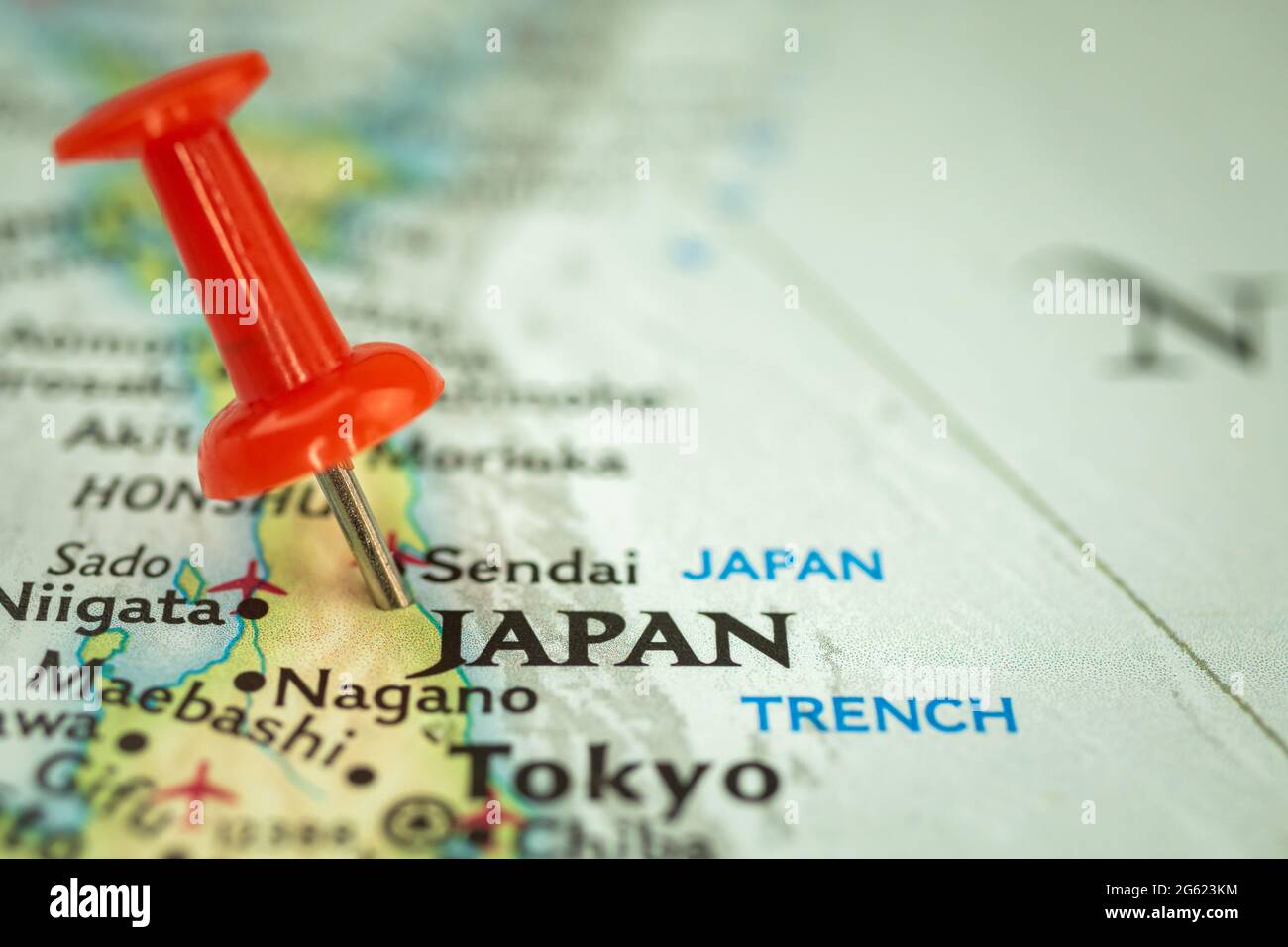 Location Japan, travel map with push pin point marker closeup, Asia ...