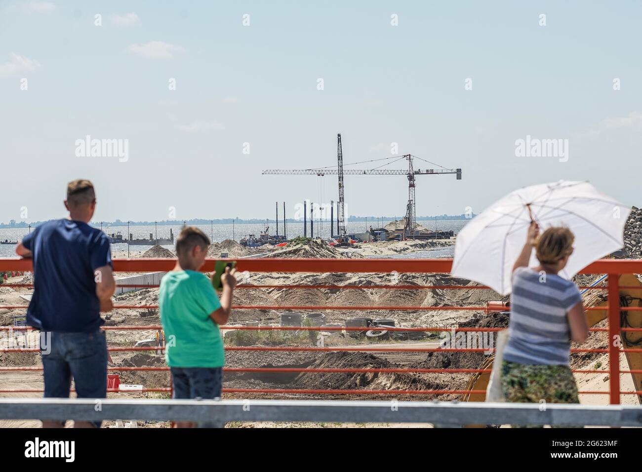Nowy Swiat, Poland 1st, June 2021 The construction site of a waterway ...