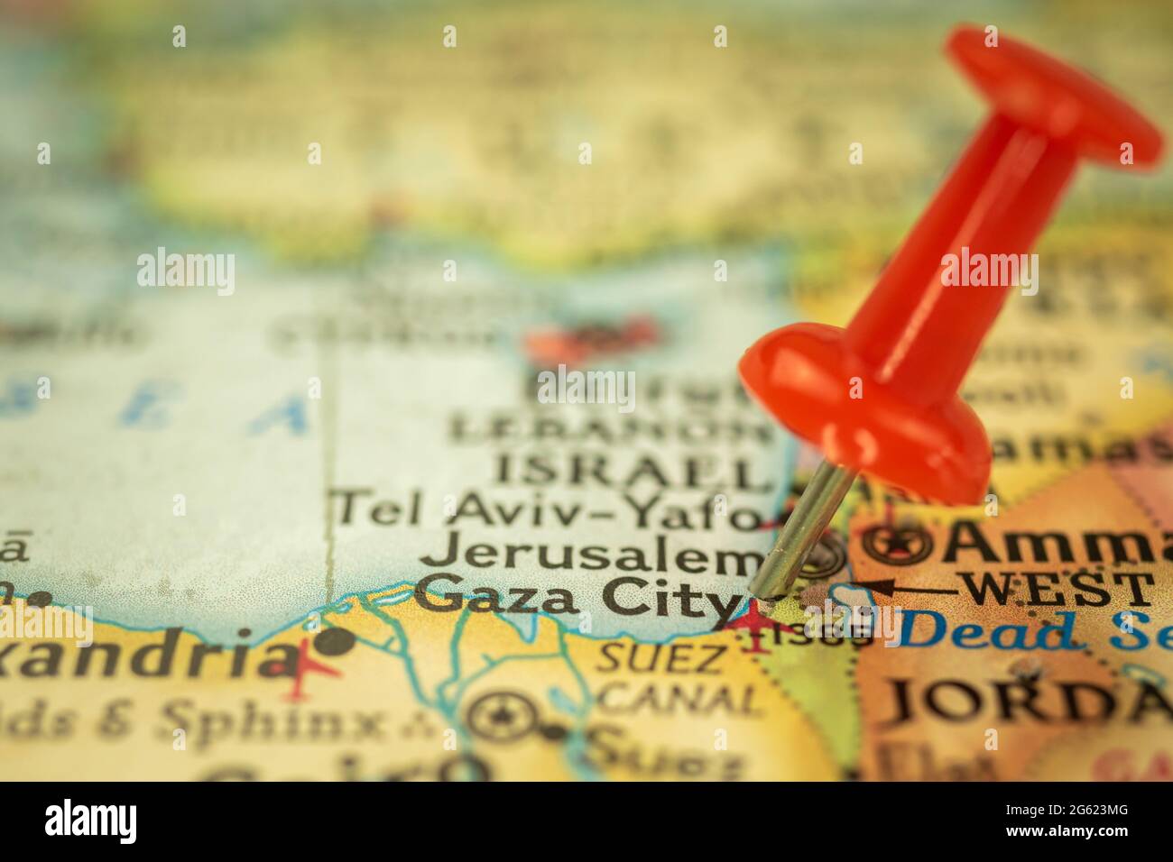Location Gaza City in State of Palestine, travel map with push pin ...