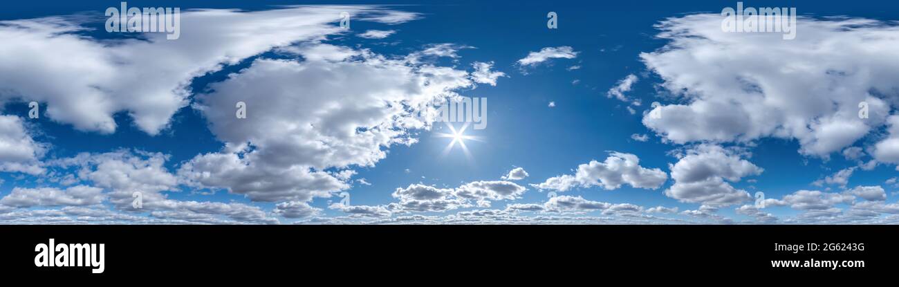 clear blue sky with white beautiful clouds. Seamless hdri panorama 360 ...