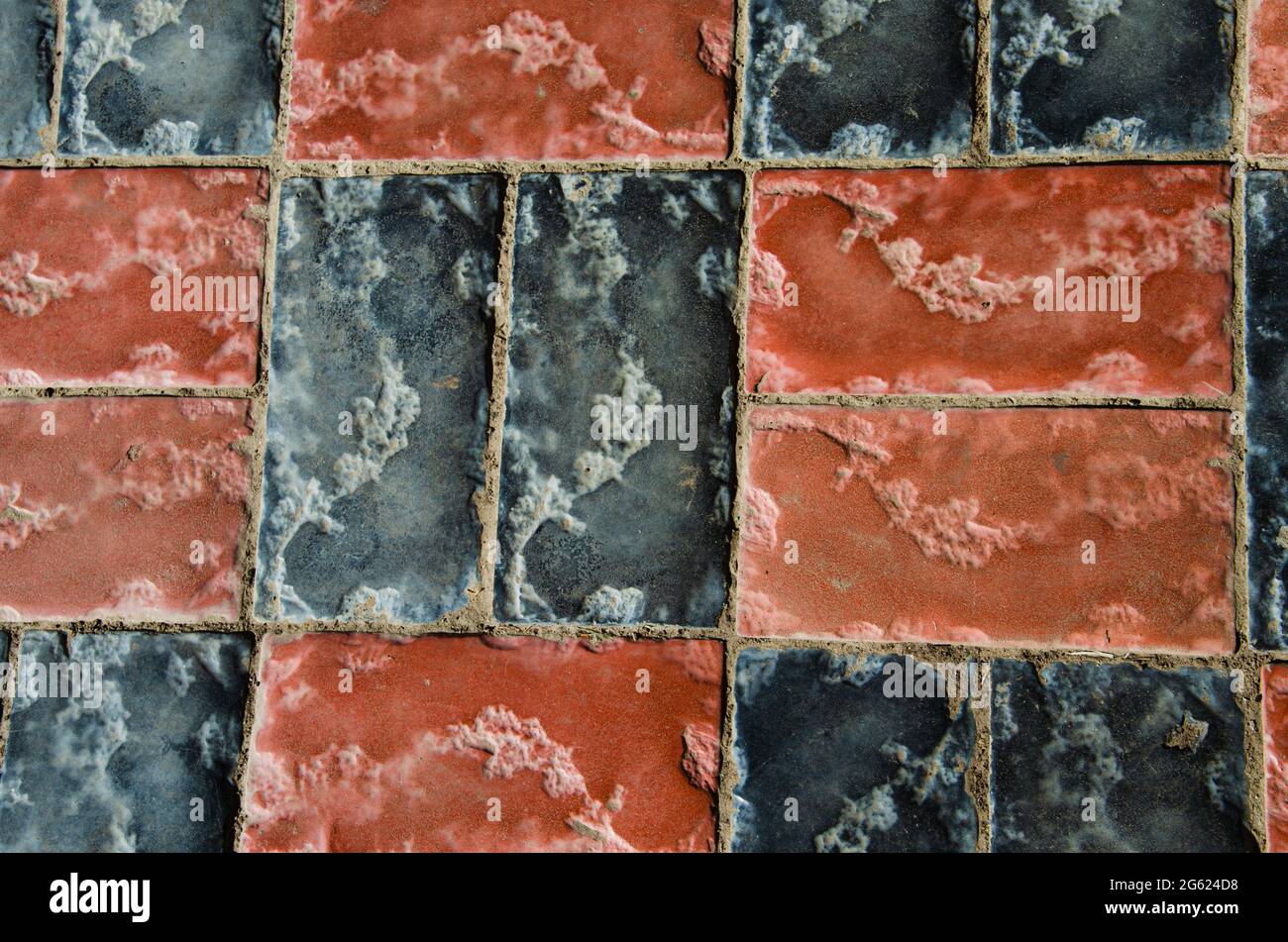 Red and black brick paving in a herringbone pattern on an outdoor ...