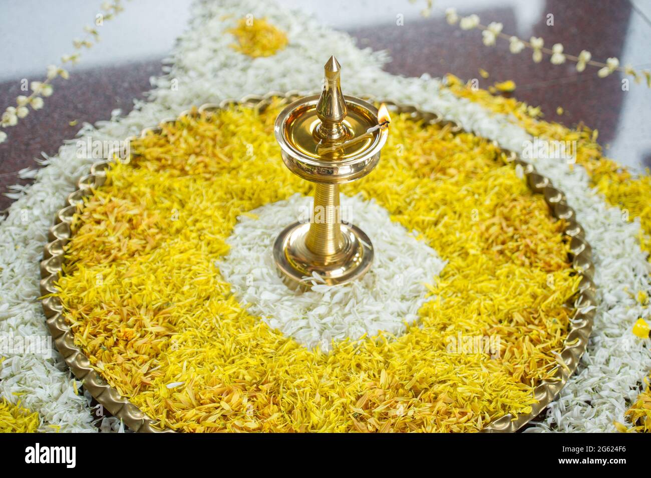 Traditional brass oil lamp during a Hindu wedding ceremony Stock Photo ...