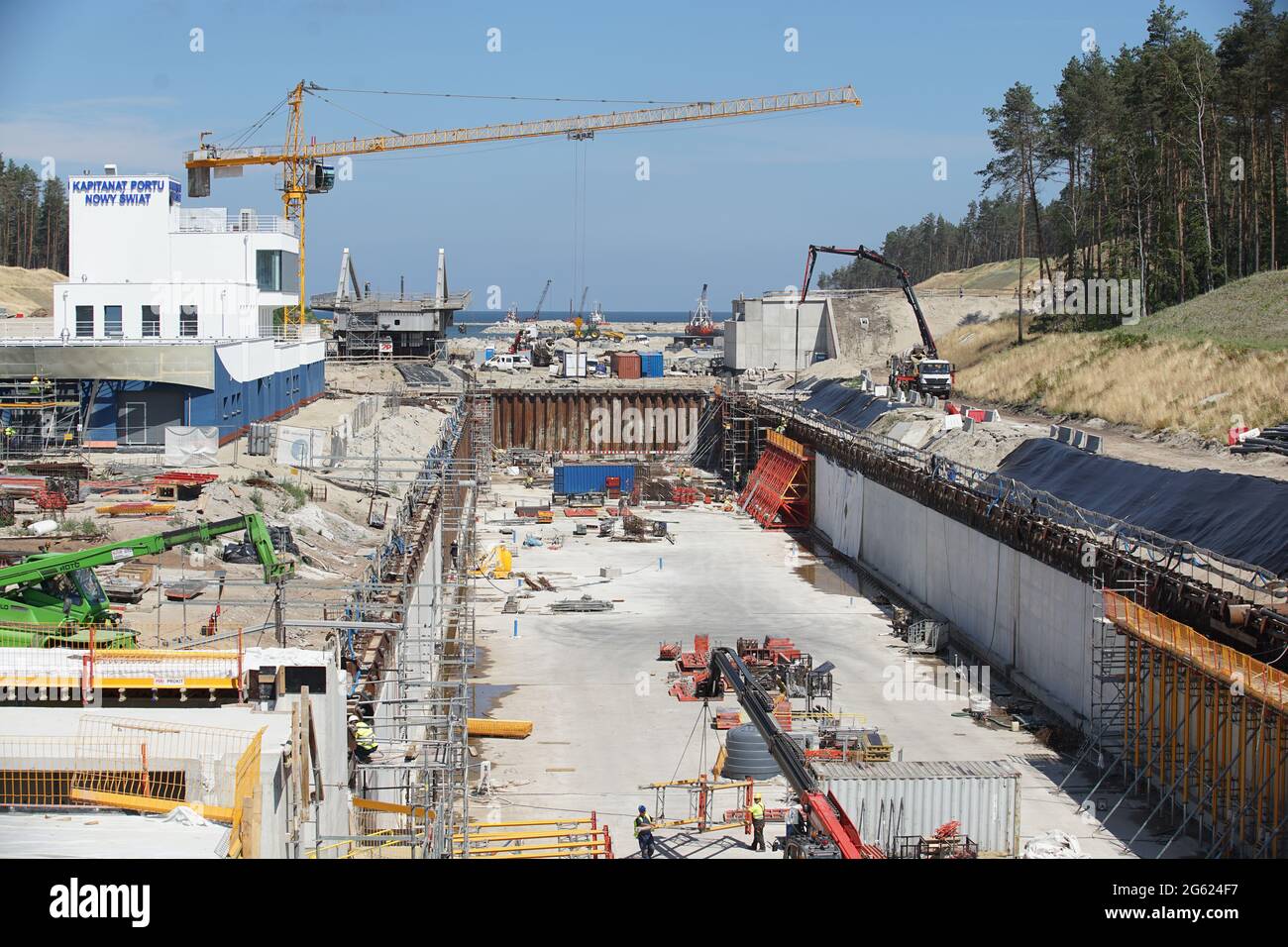 Nowy Swiat, Poland. 1st June, 2021. The construction site of a waterway ...