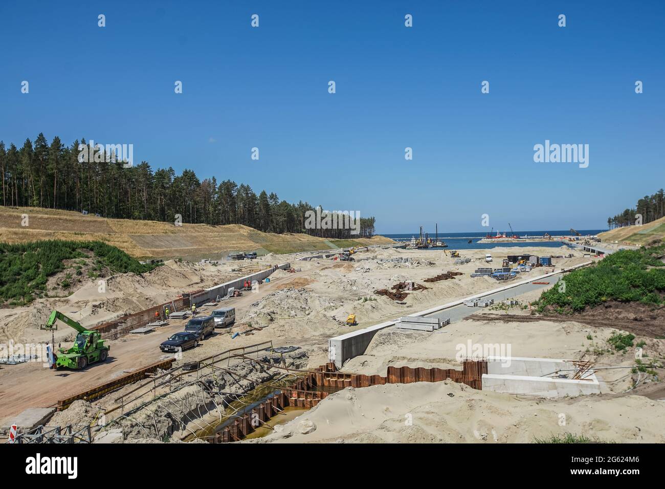 Nowy Swiat, Poland. 1st June, 2021. The construction site of a waterway ...