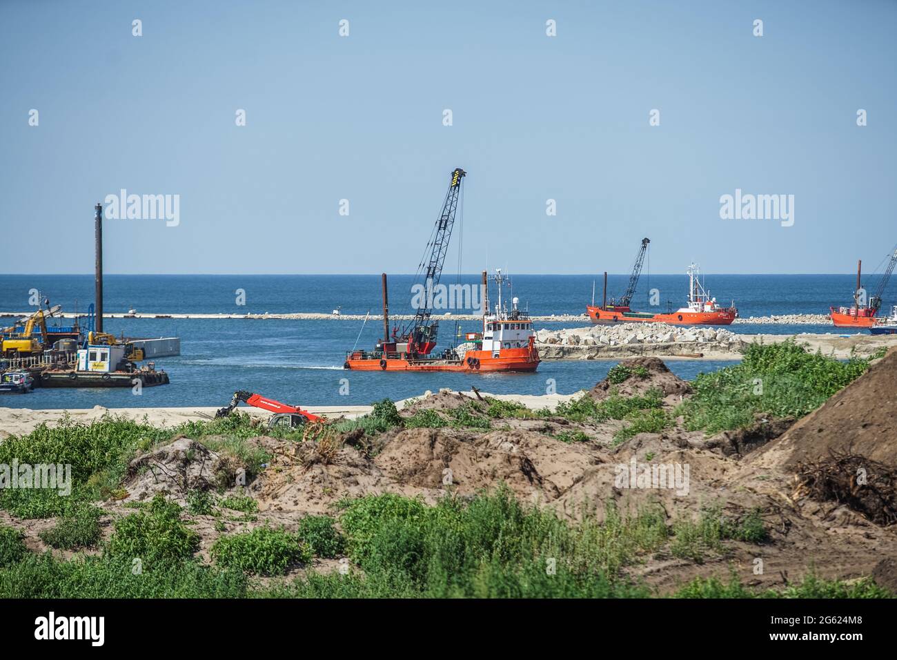 Nowy Swiat, Poland. 1st June, 2021. The construction site of a waterway ...