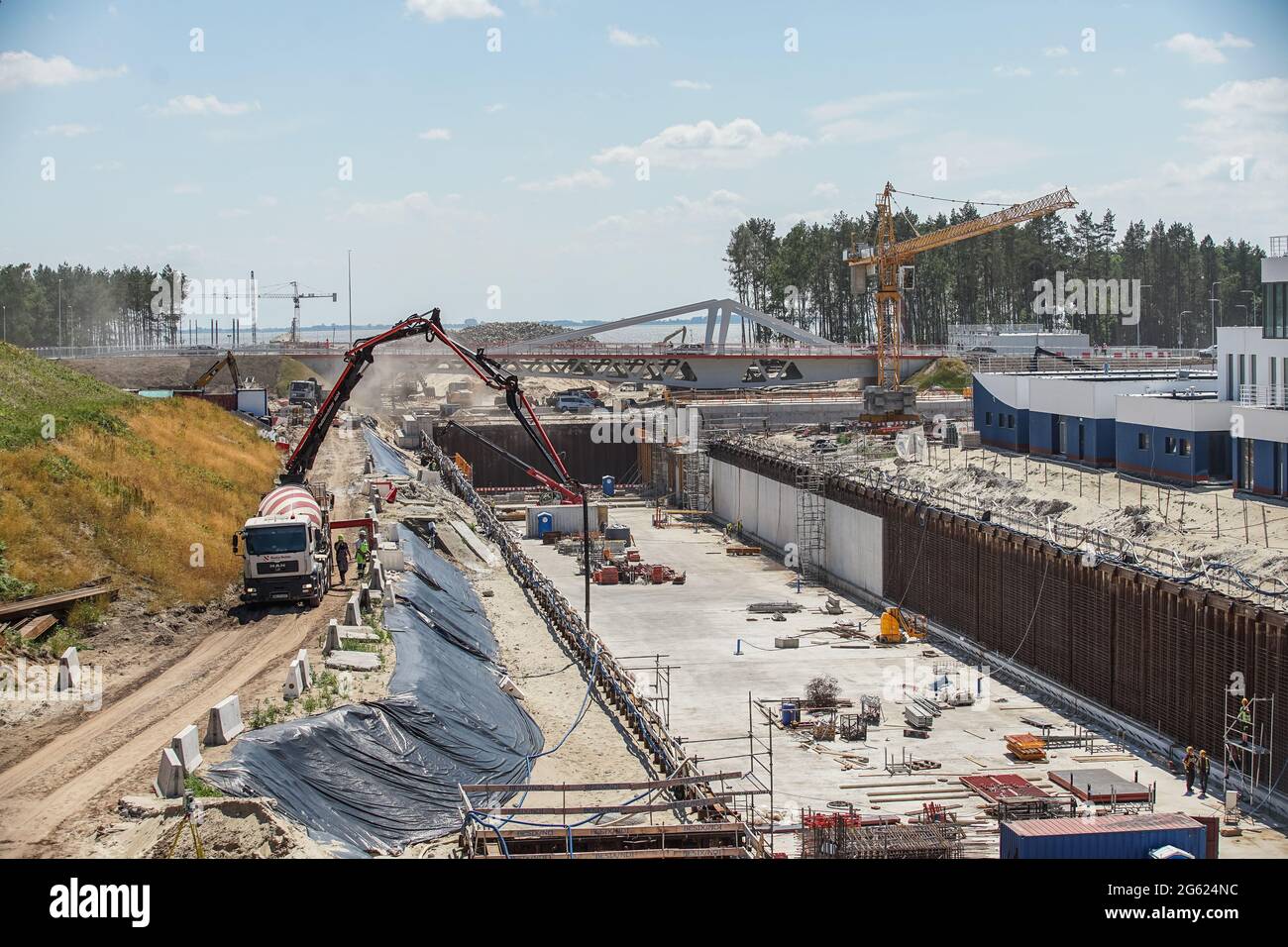 Nowy Swiat, Poland. 1st June, 2021. The construction site of a waterway ...