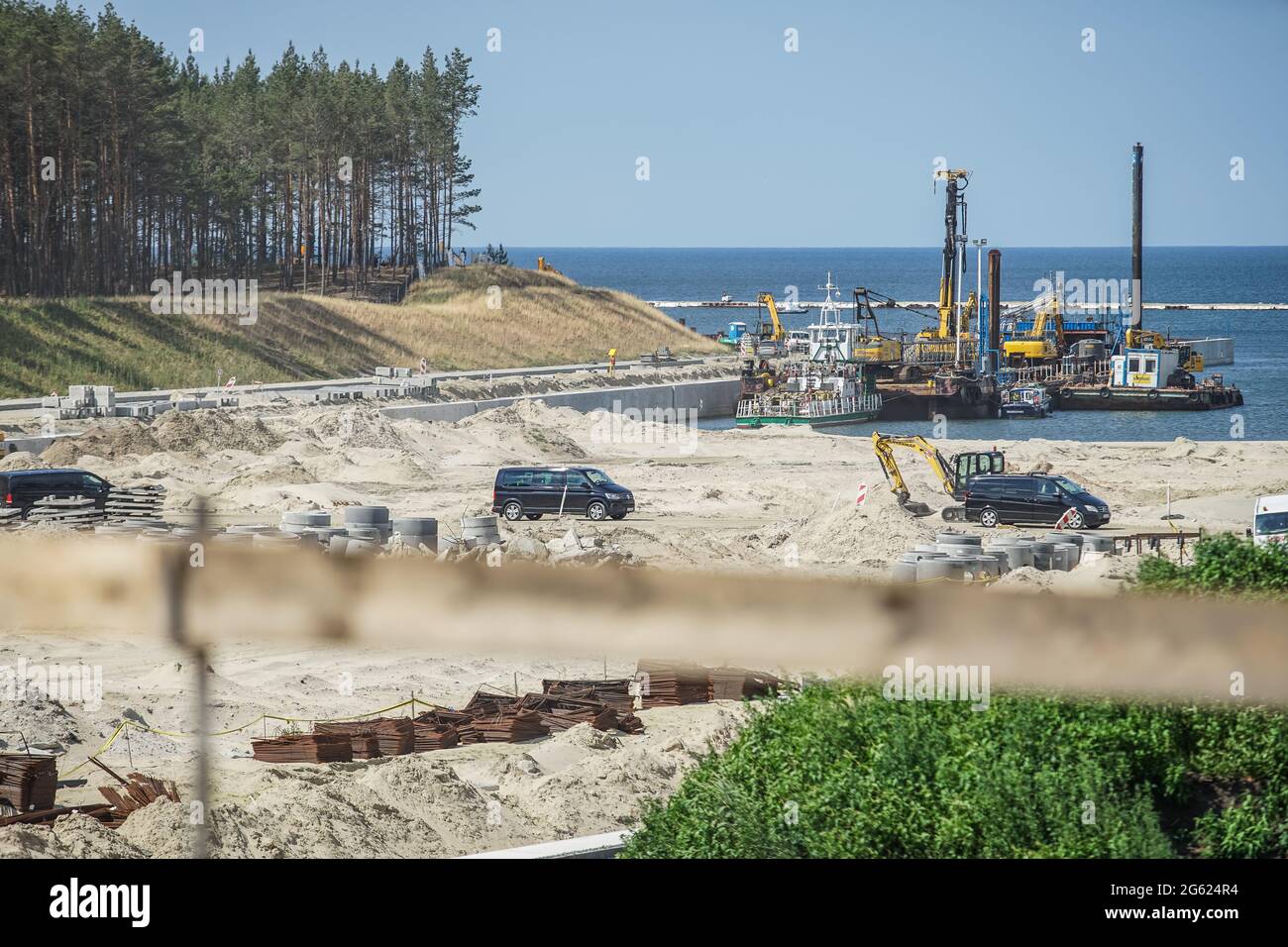 Nowy Swiat, Poland. 1st June, 2021. The construction site of a waterway ...