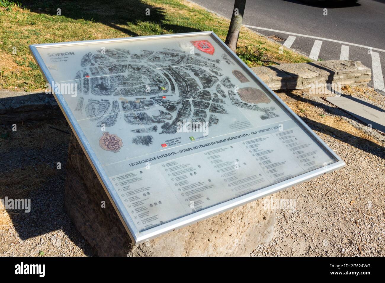 'Our Worthiest Sights' map with touristic sights, Sopron, Hungary Stock ...