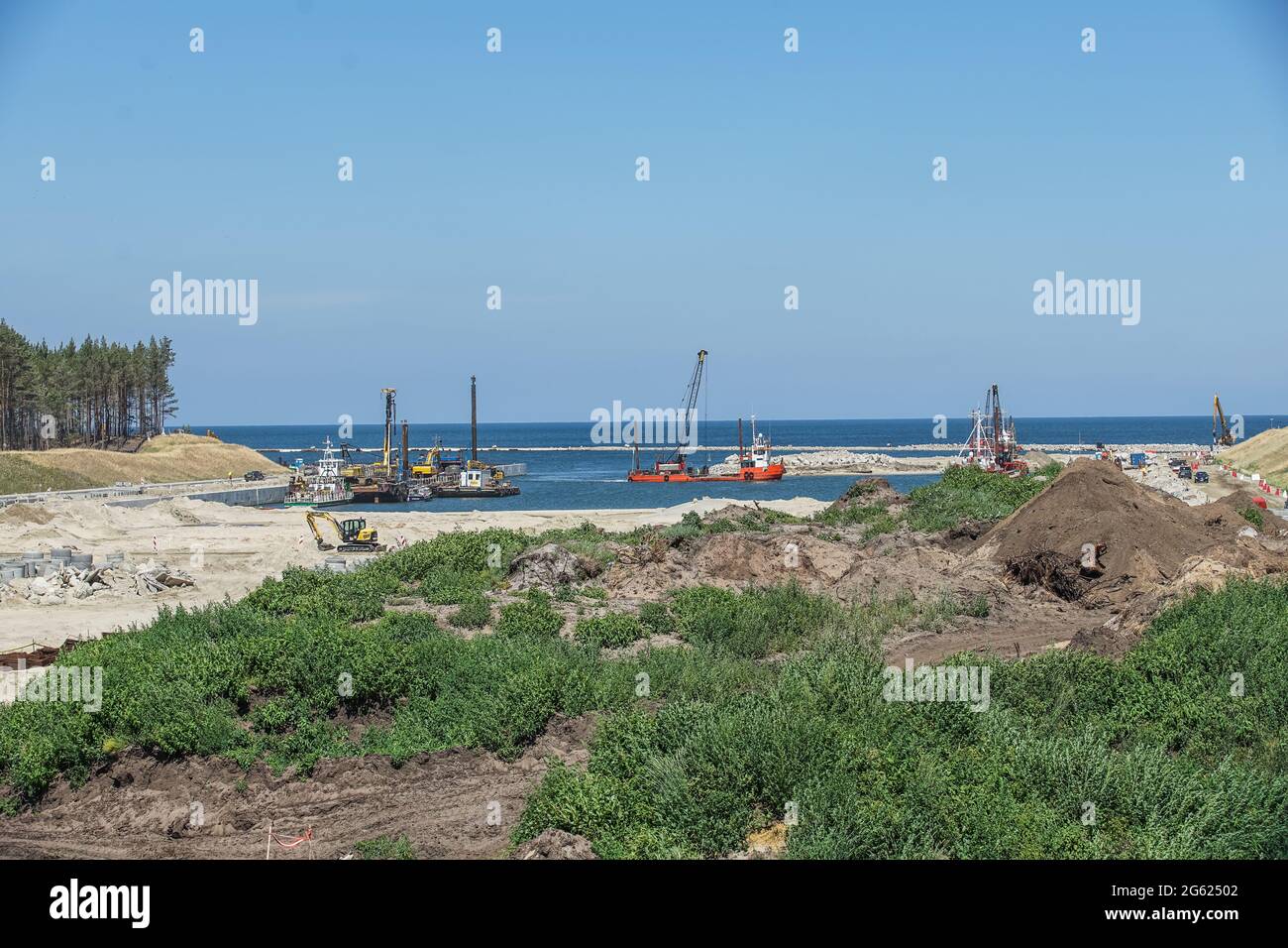 Nowy Swiat, Poland. 1st June, 2021. The construction site of a waterway ...