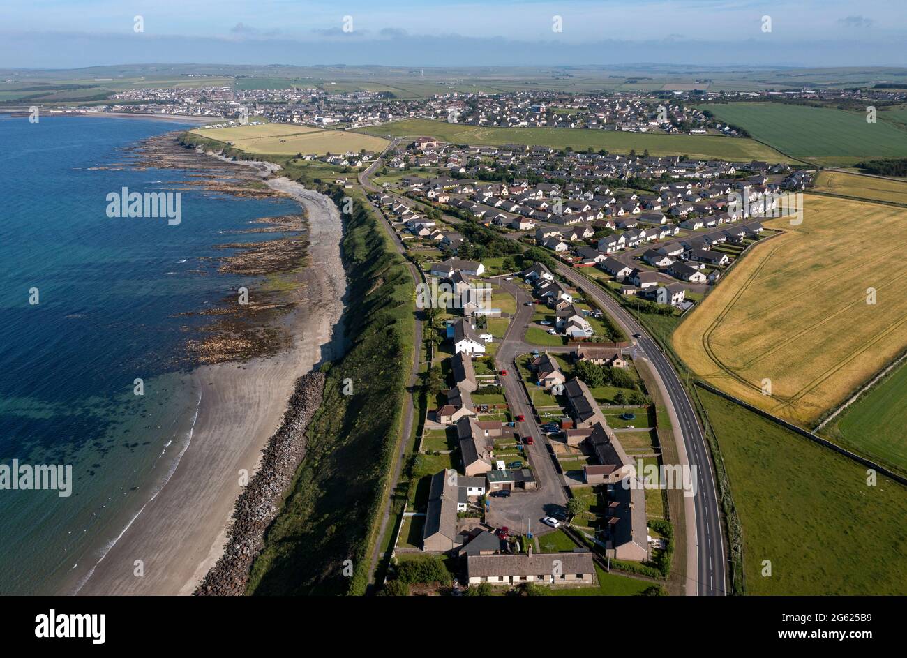 Aerial view of East Gill and Thurso beach, Caithness, Scotland Stock ...