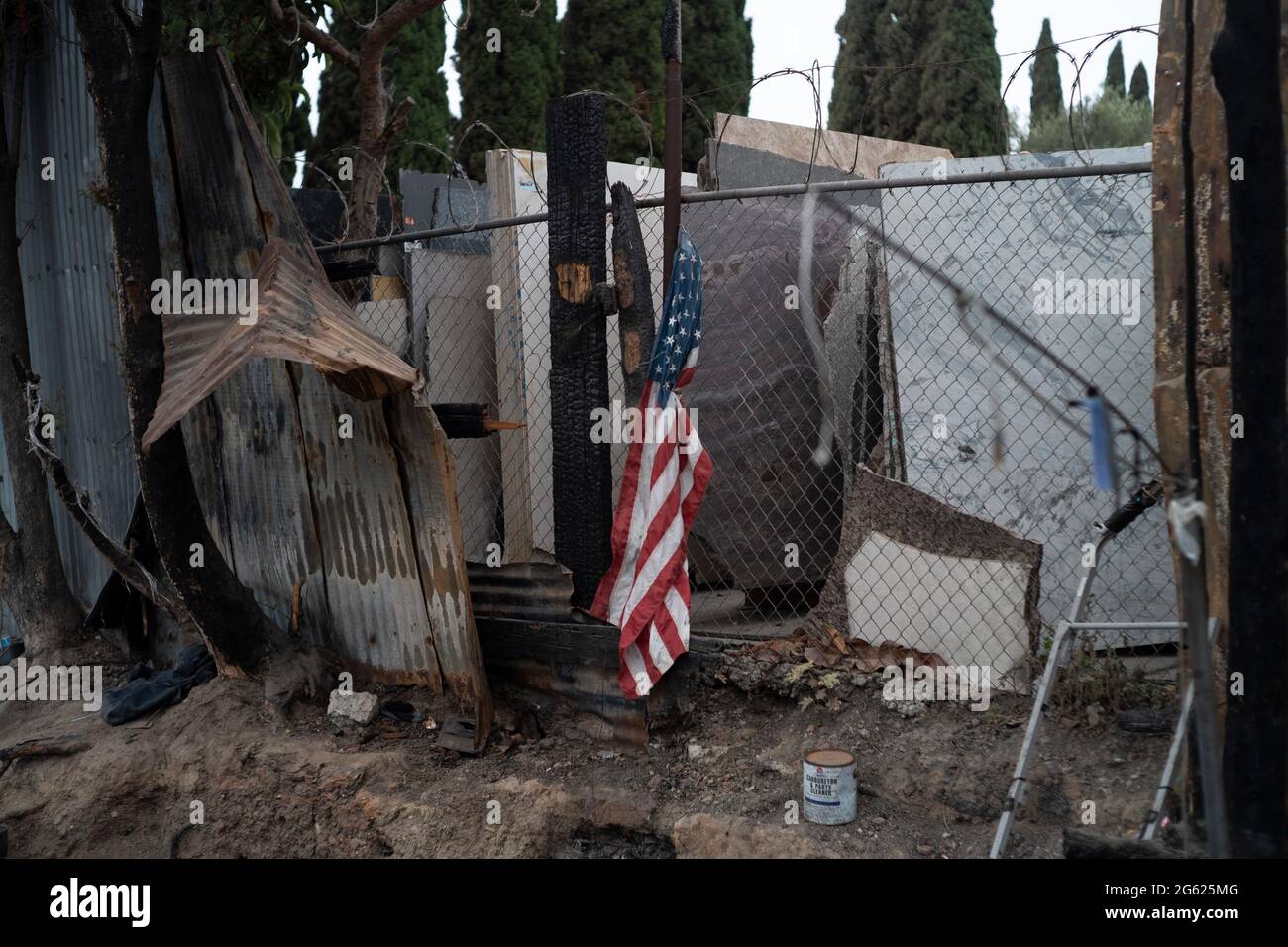 Los Angeles, California, USA. 1st July, 2021. An American flag is left ...
