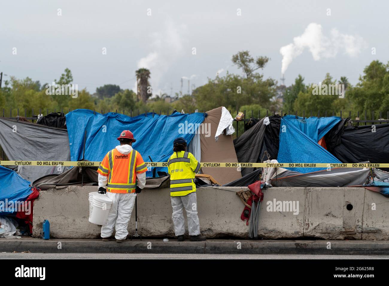 Los Angeles, California, USA. 1st July, 2021. LA Sanitation & Environment (LASAN) workers ...