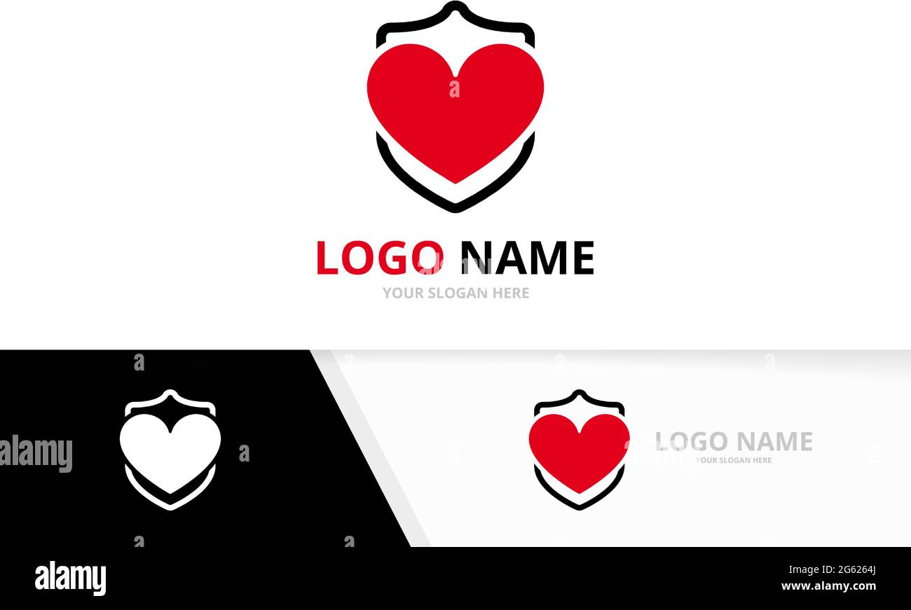 Vector safe heart logo combination. Love and security logotype design ...