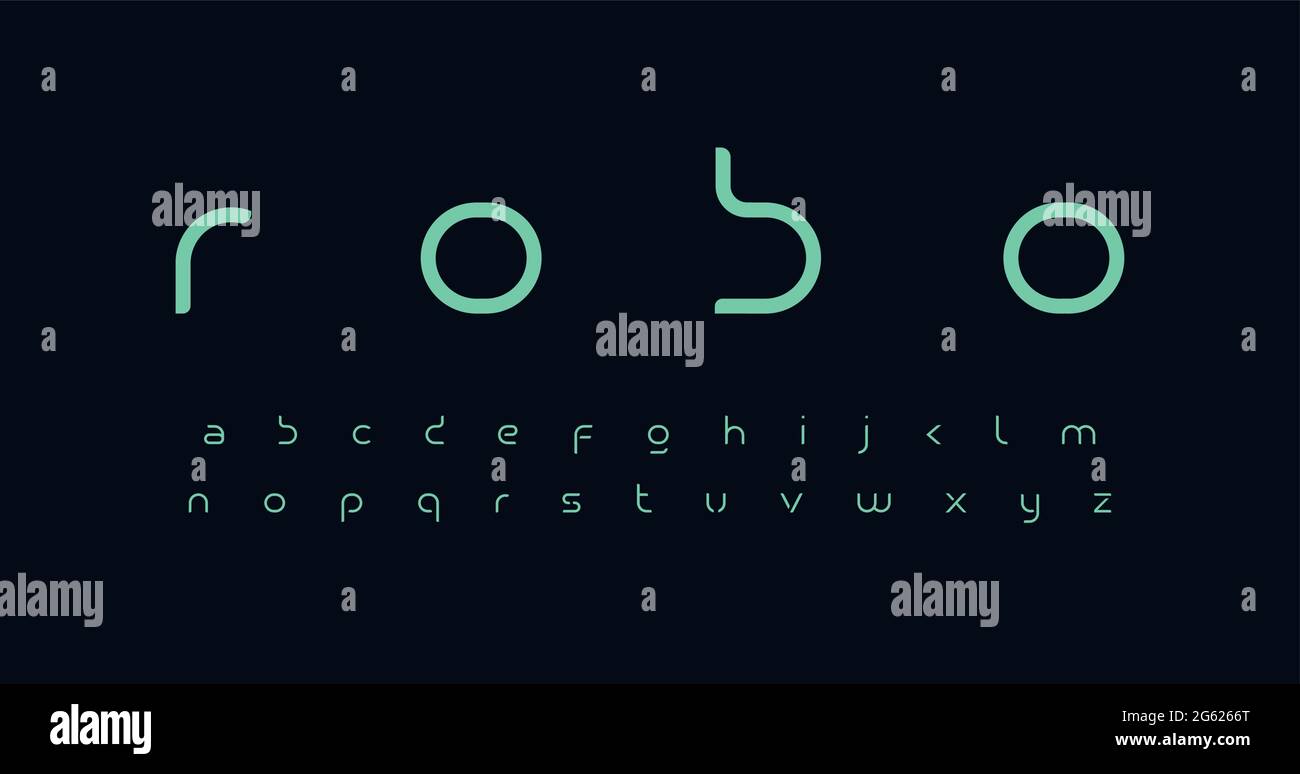 Future font alphabet. Minimal lowercase letters. Smart space ...