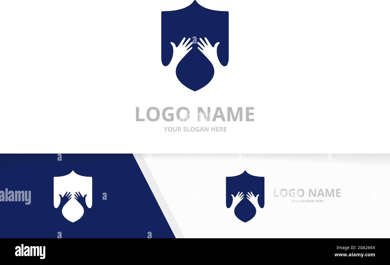 Vector shield and hands logo combination. Security embrace logotype ...