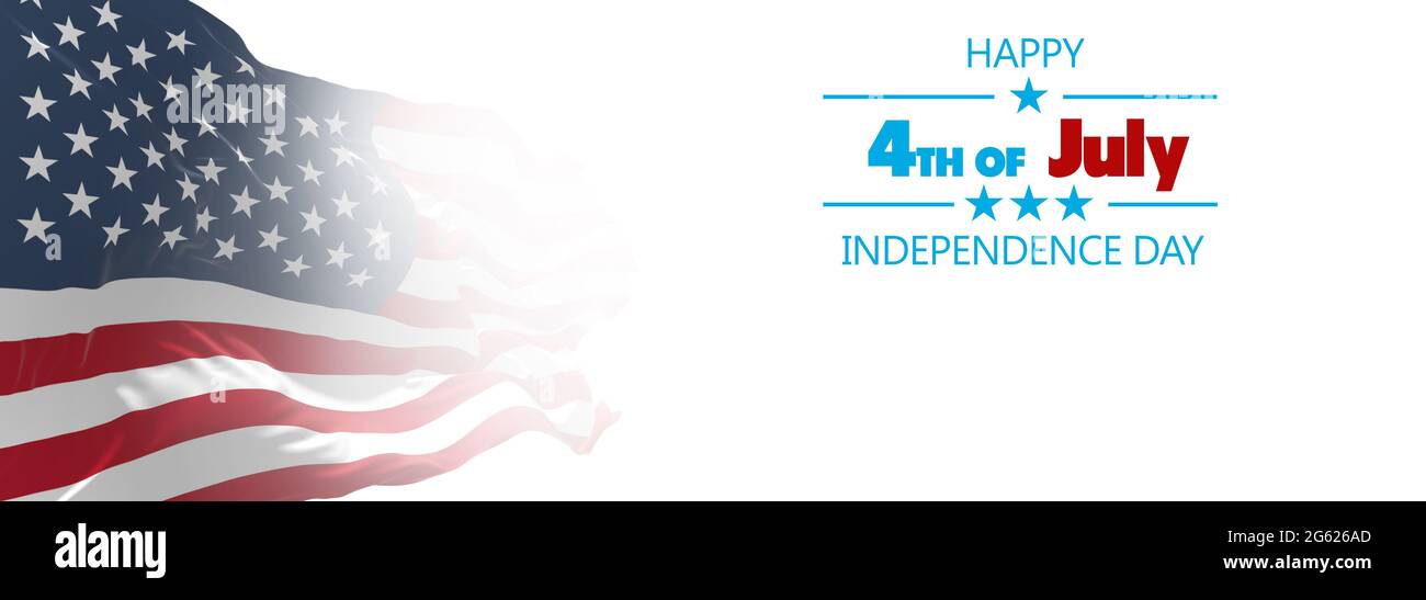 USA flag. Flag of United States of America being waved white background ...