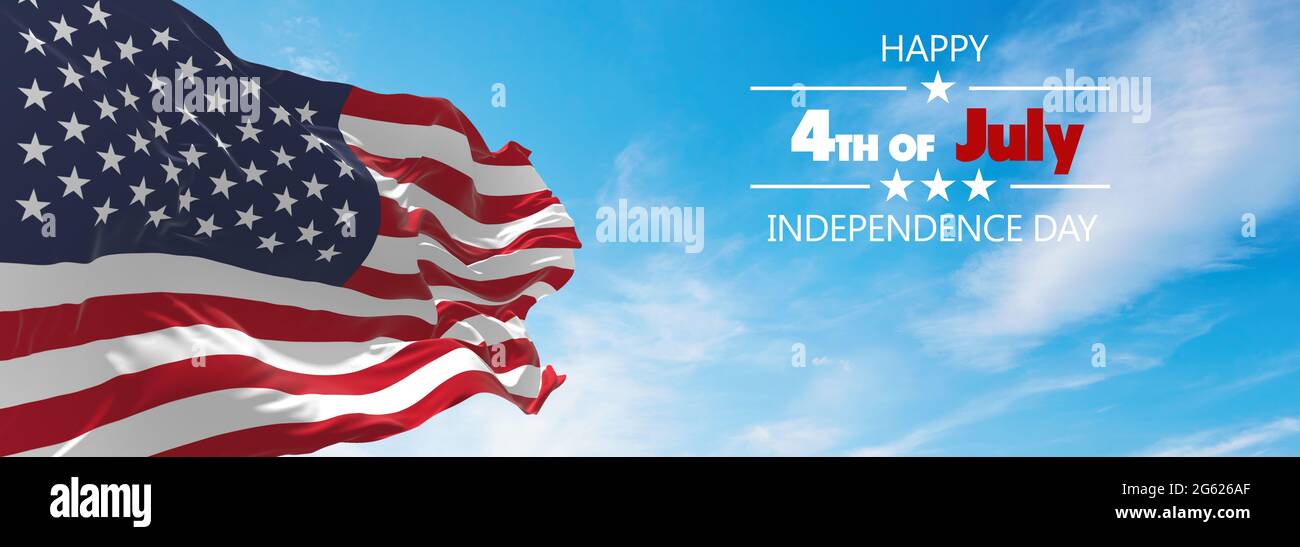 USA flag. Flag of United States of America being waved in the breeze ...