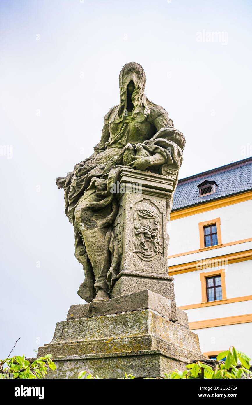 Kuks, Czech republic - May 15, 2021. Statue of virtue - symbol of ...