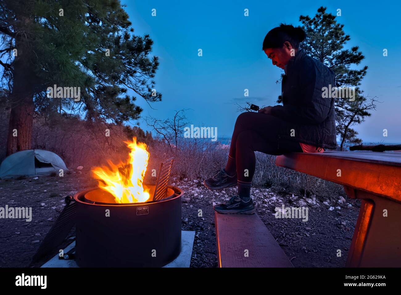 Campfire on the North Rim of the Grand Canyon National Park, Arizona, U ...