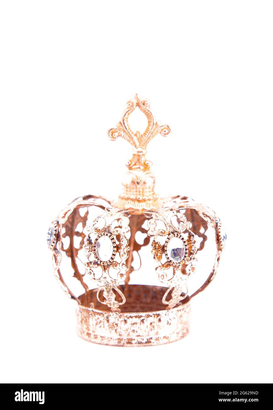A Small Rose Gold Royal Crown on a White Background Stock Photo - Alamy