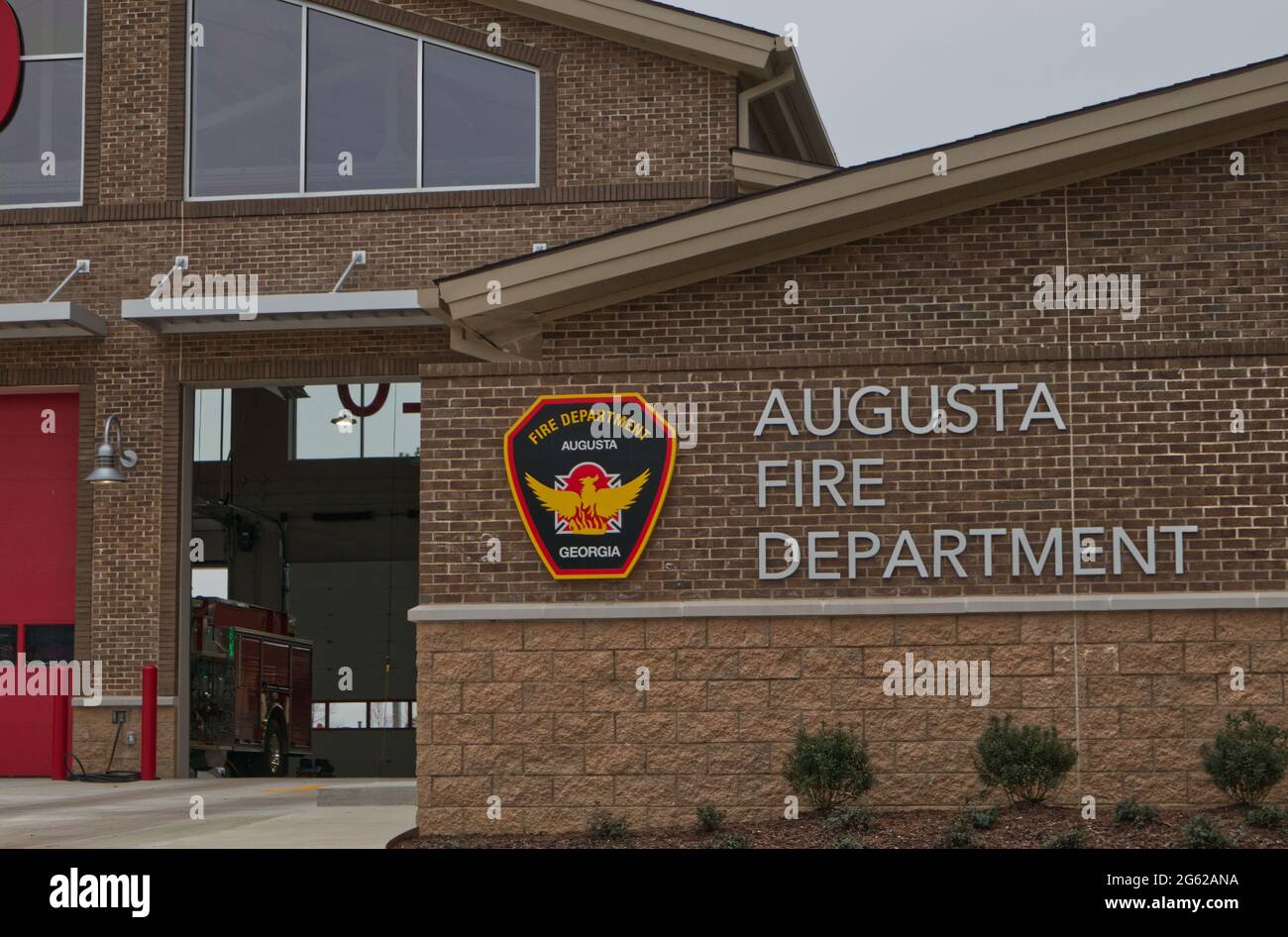 Augusta, Ga USA - 03 06 21: Augusta Fire department 21 wall sign and ...