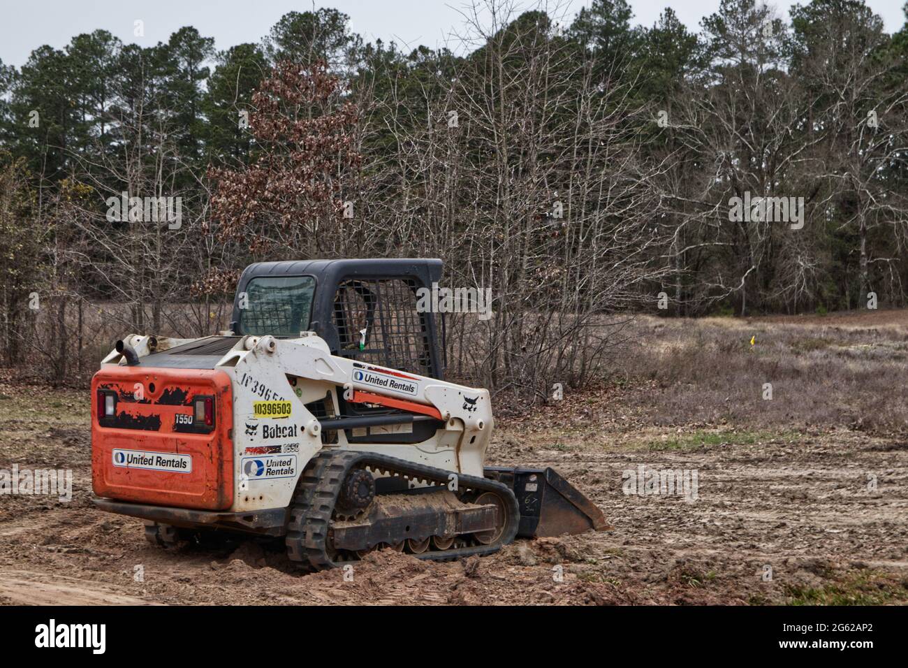 Augusta, Ga USA - 03 06 21: Close up Rear side view industrial bobcat ...