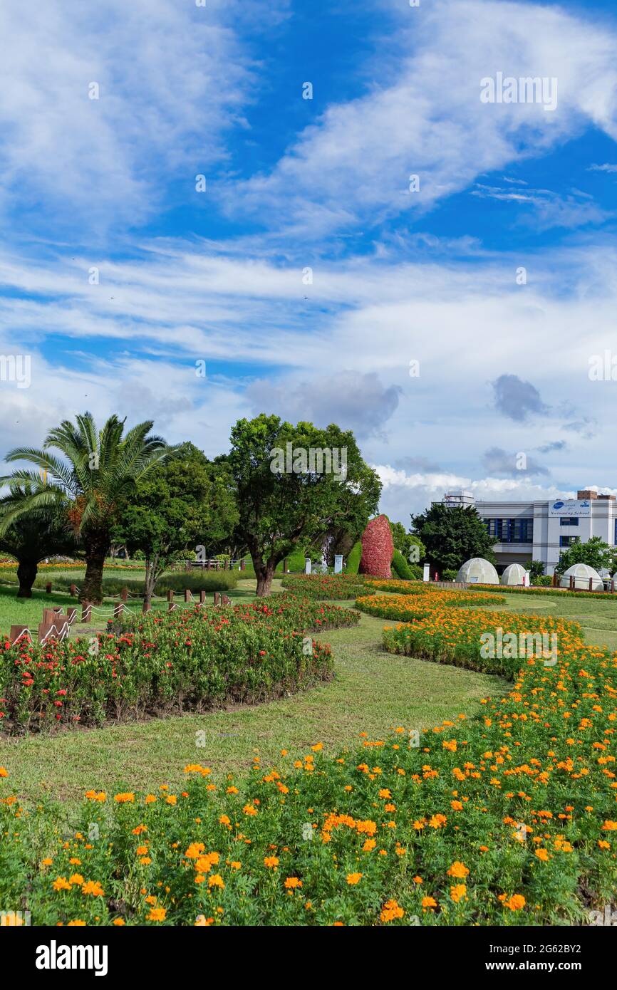 Sunny exterior view of the area of Flora Exposition at Taipei, Taiwan ...