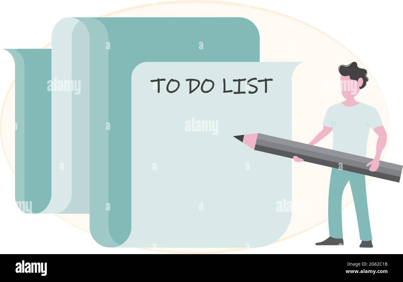 Man filling long paper note with to do list. Planning, Project ...