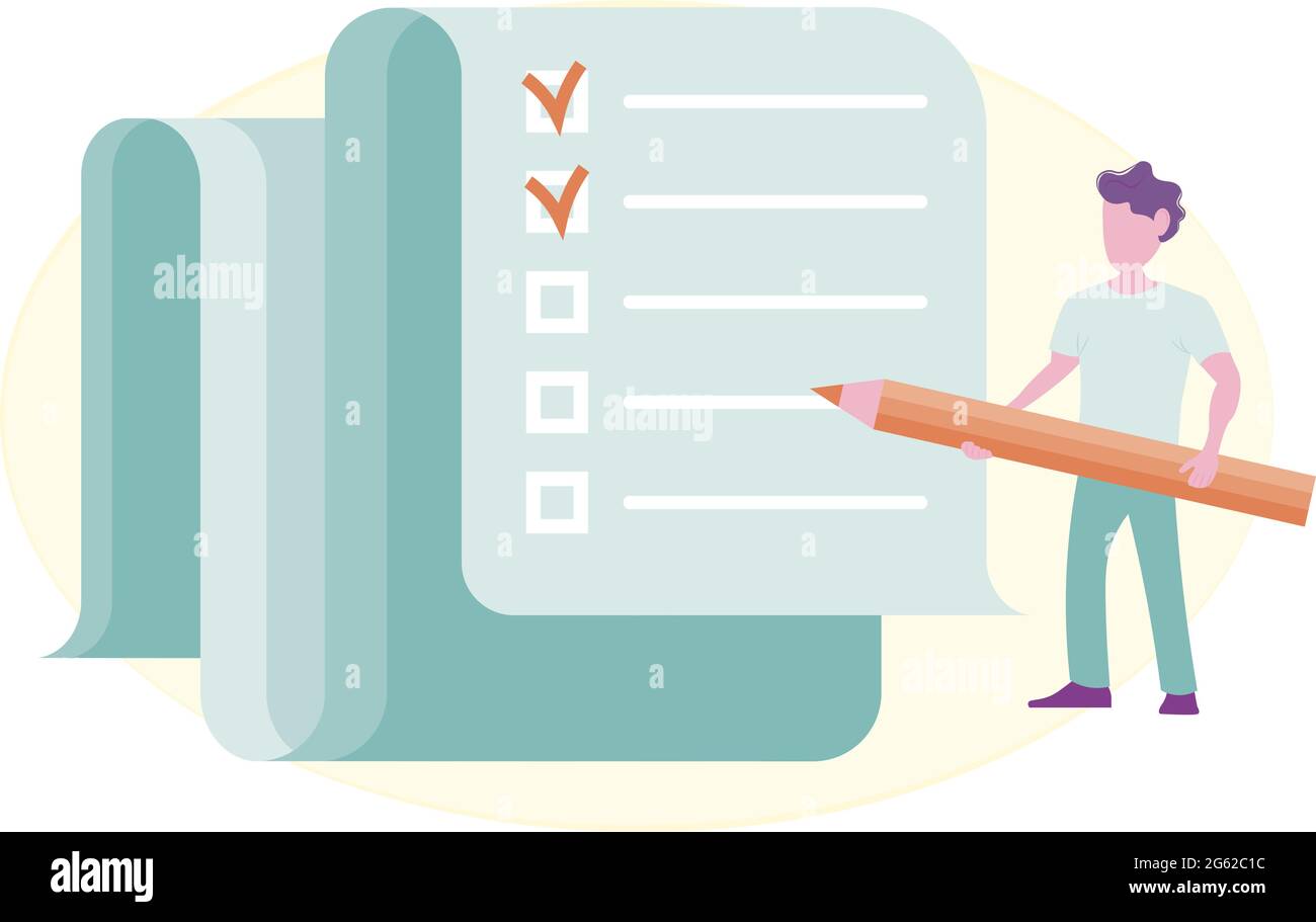 Man filling long paper note with to do list. Planning, Project ...