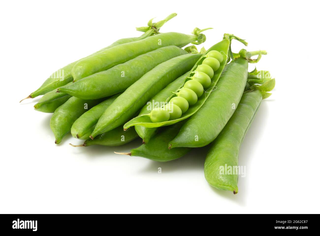 Young pea pods isolated on white background. Full focus Stock Photo - Alamy