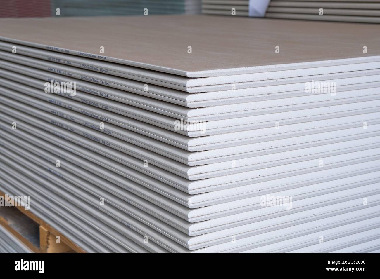 The stack of WHITE Standard Gypsum board panel. Plasterboard. Panel ...