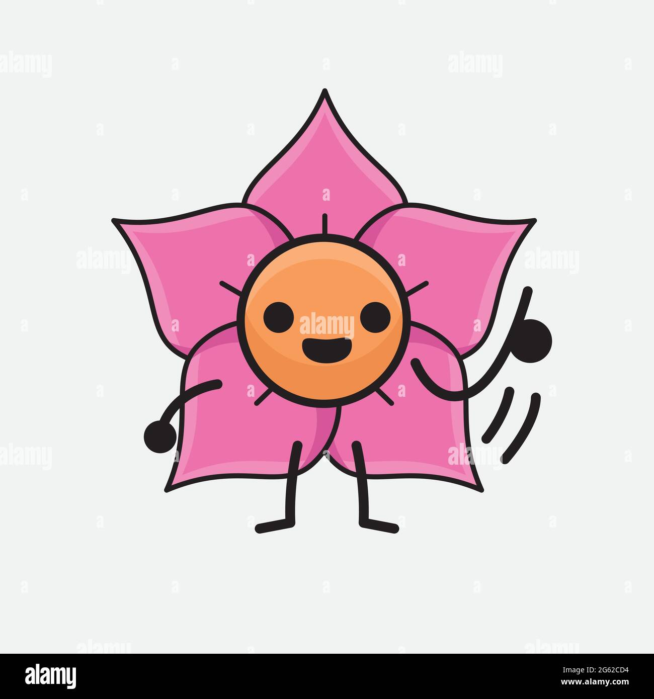 Vector Illustration of Flower Character with cute face, simple hands ...