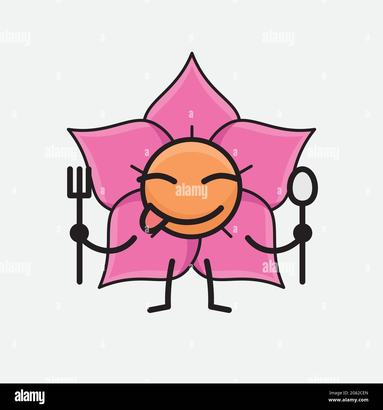 Vector Illustration of Flower Character with cute face, simple hands ...