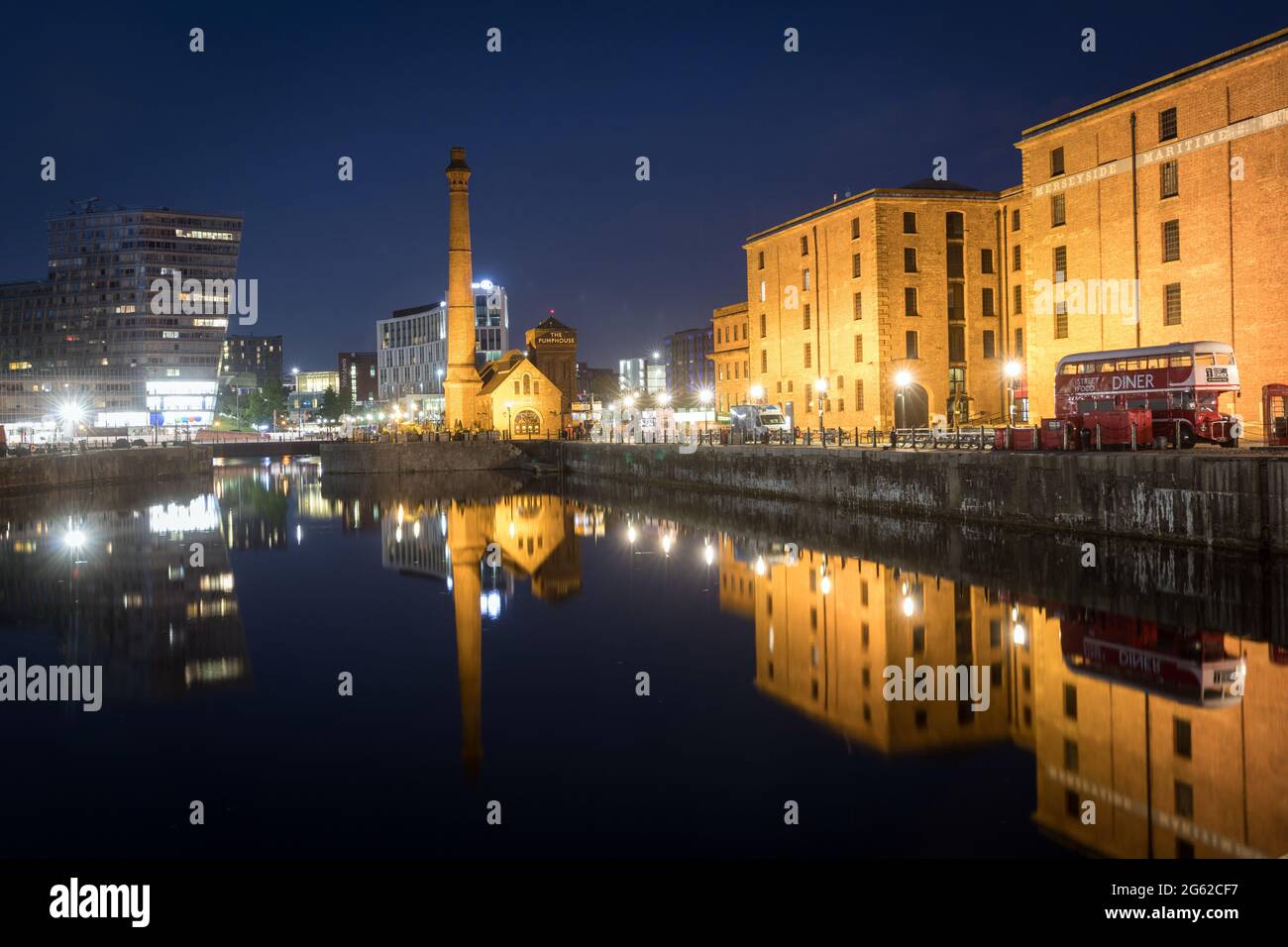 Canning Dock, Liverpool, by night Stock Photo - Alamy