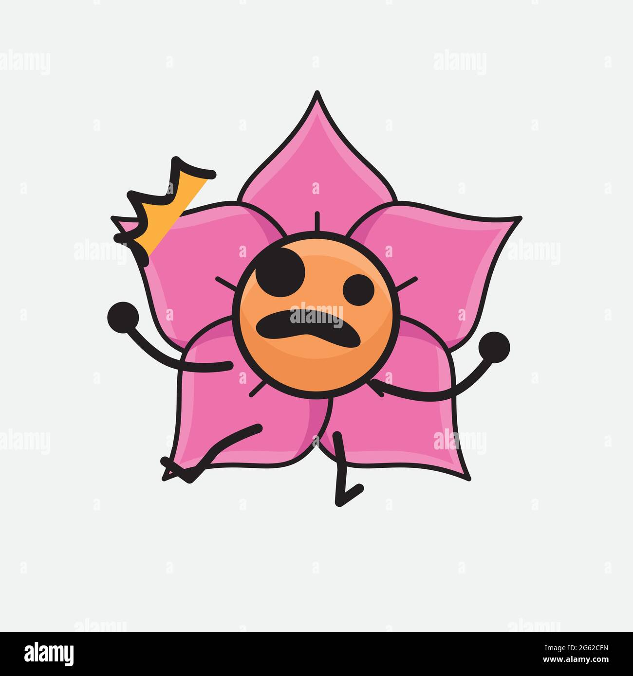 Vector Illustration of Flower Character with cute face, simple hands ...