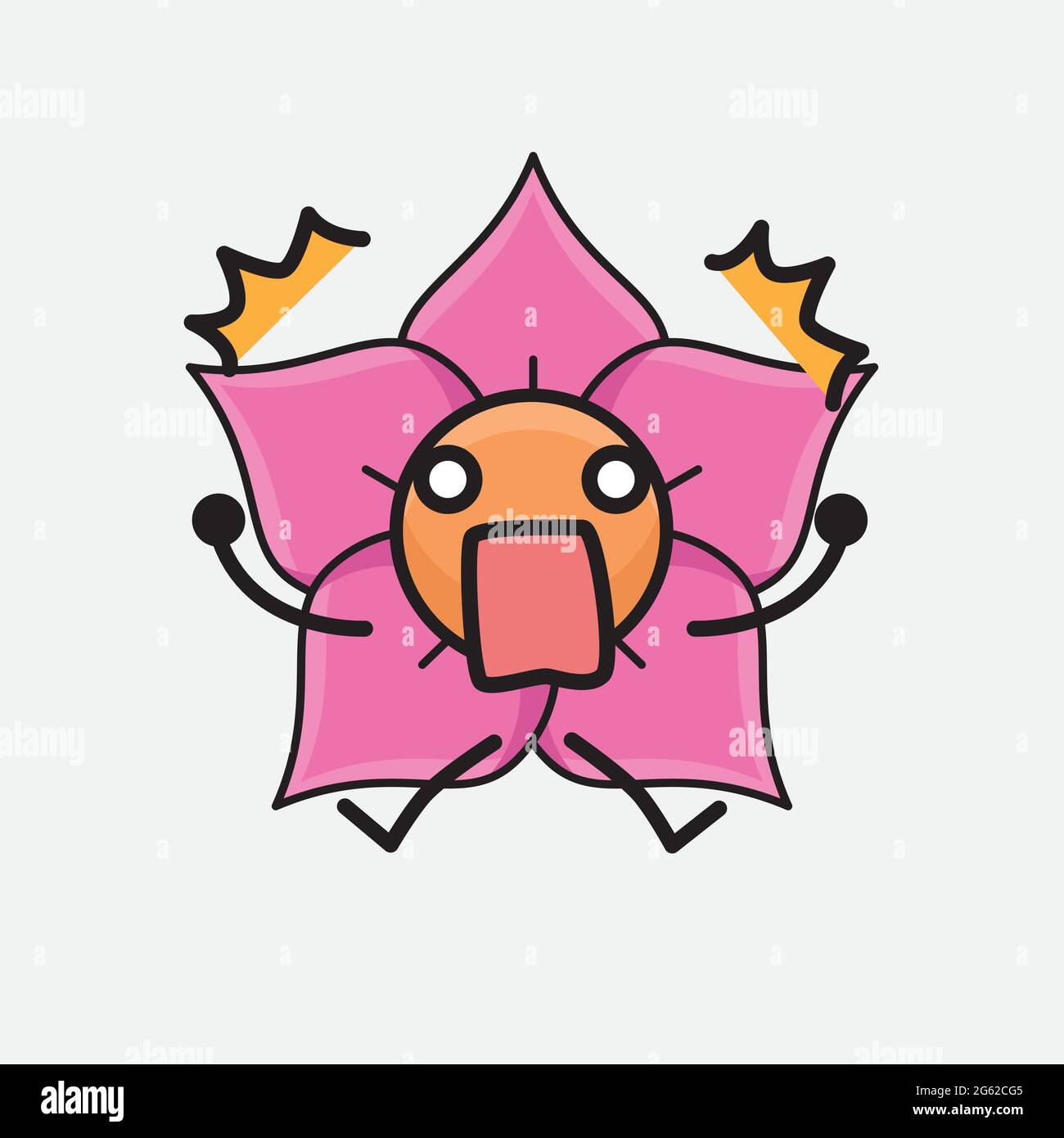 Vector Illustration of Flower Character with cute face, simple hands ...