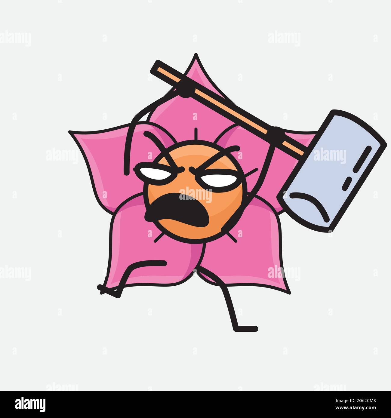 Vector Illustration of Flower Character with cute face, simple hands ...