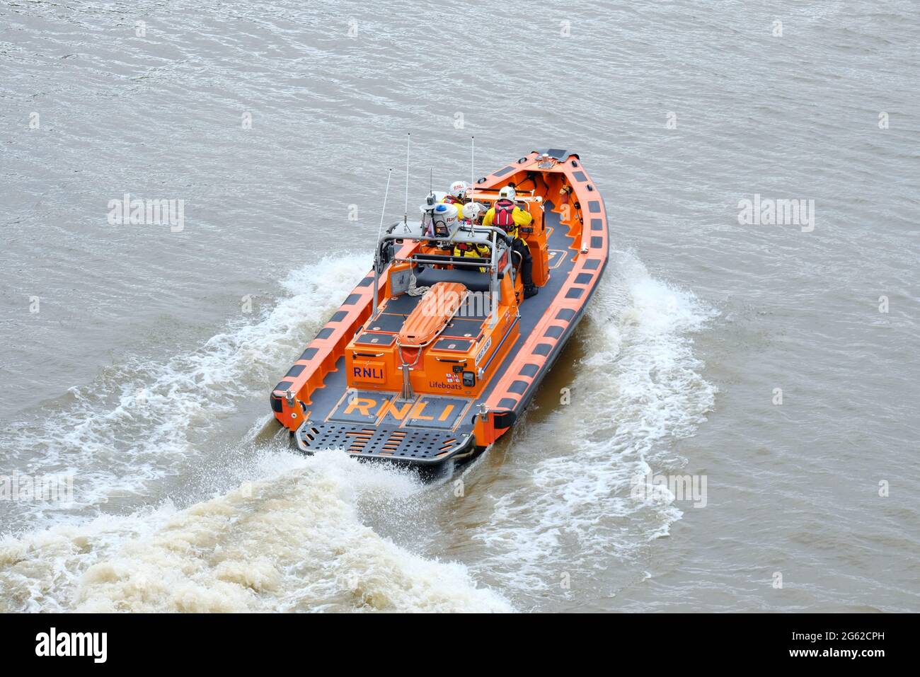 An RNLI rescue boat is launched from Waterloo as it responds to a call ...