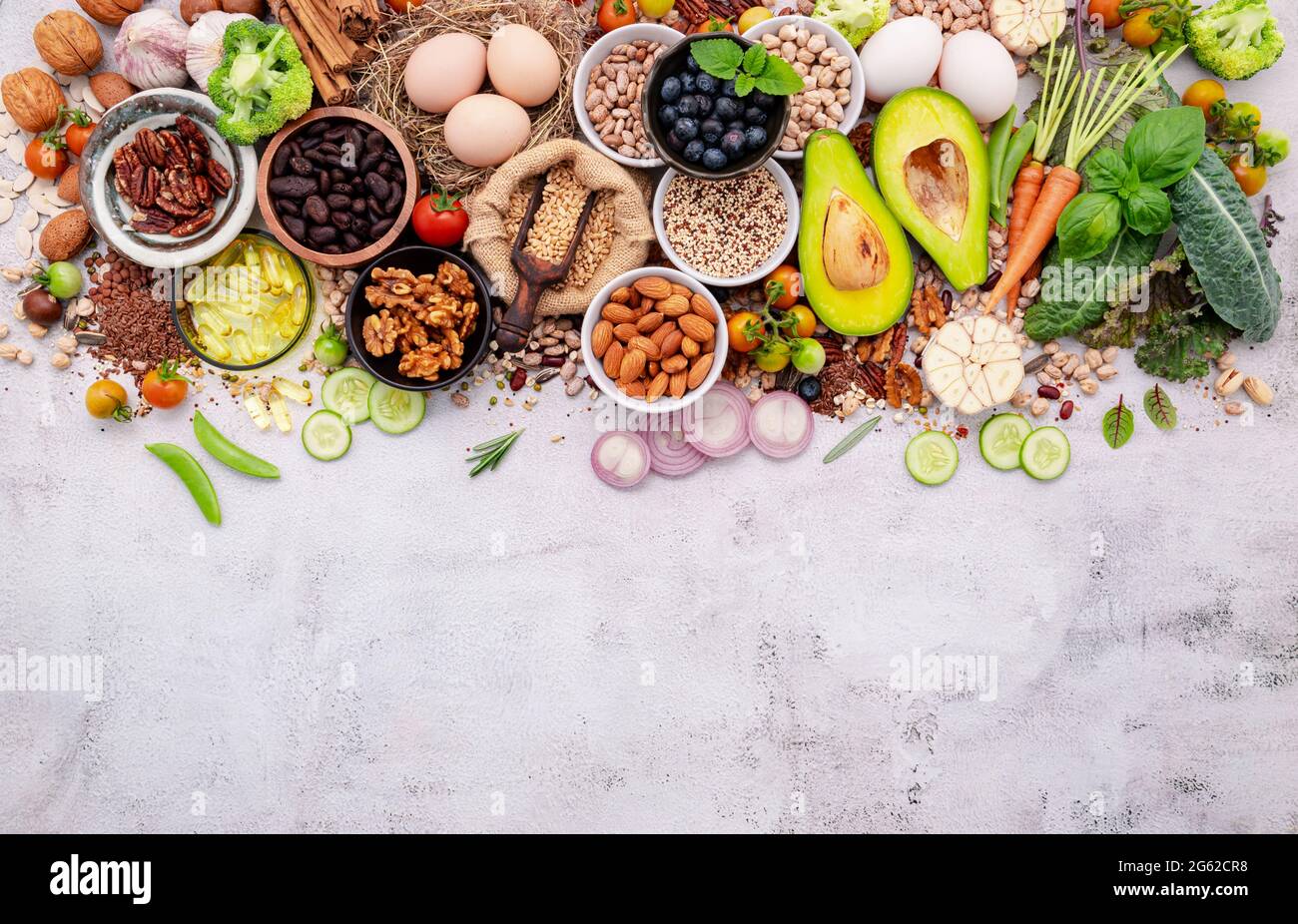 Ingredients for the healthy foods selection. The concept of superfoods ...