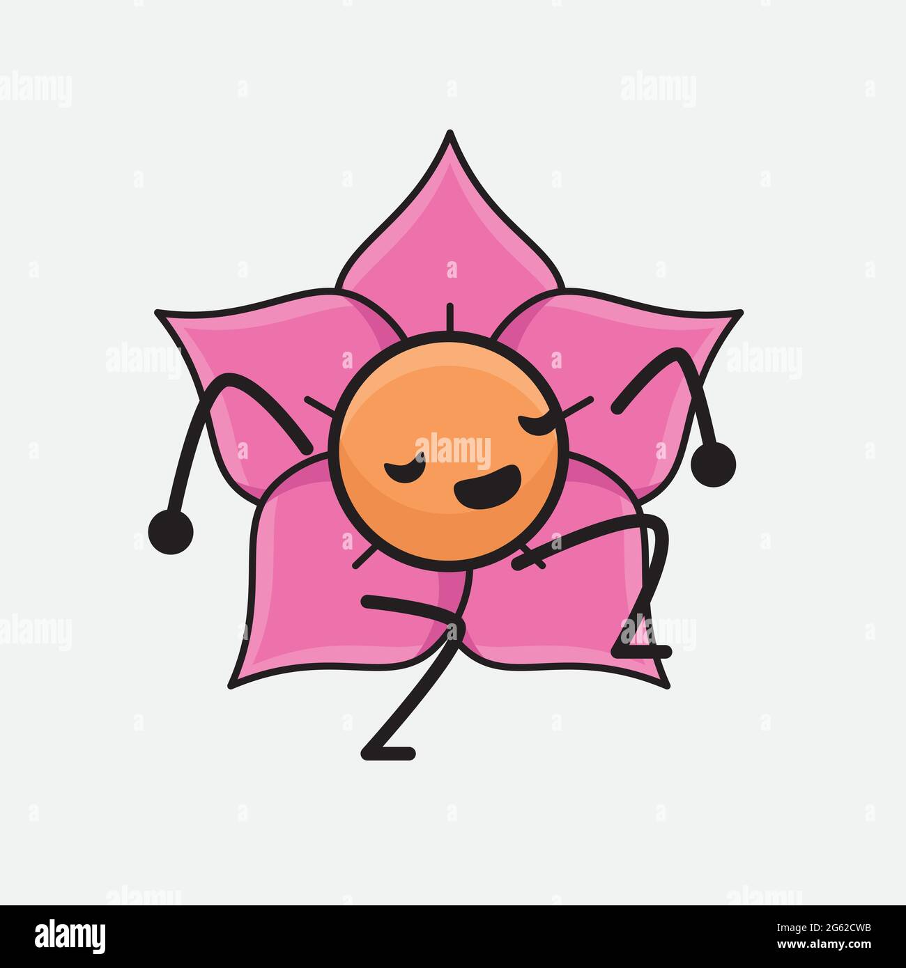 Vector Illustration of Flower Character with cute face, simple hands ...