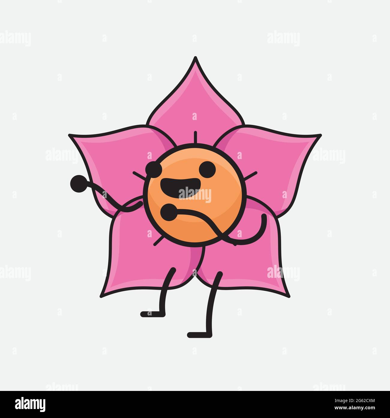 Vector Illustration of Flower Character with cute face, simple hands ...