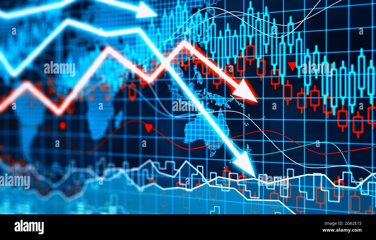 Graphs representing the stock market crash. 3d illustration Stock Photo ...