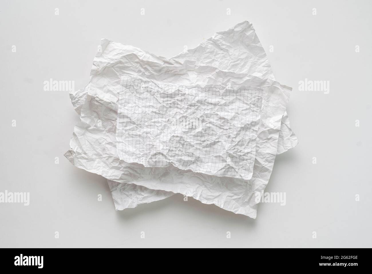 flat lay crumpled white paper sheet isolated on the table, background ...