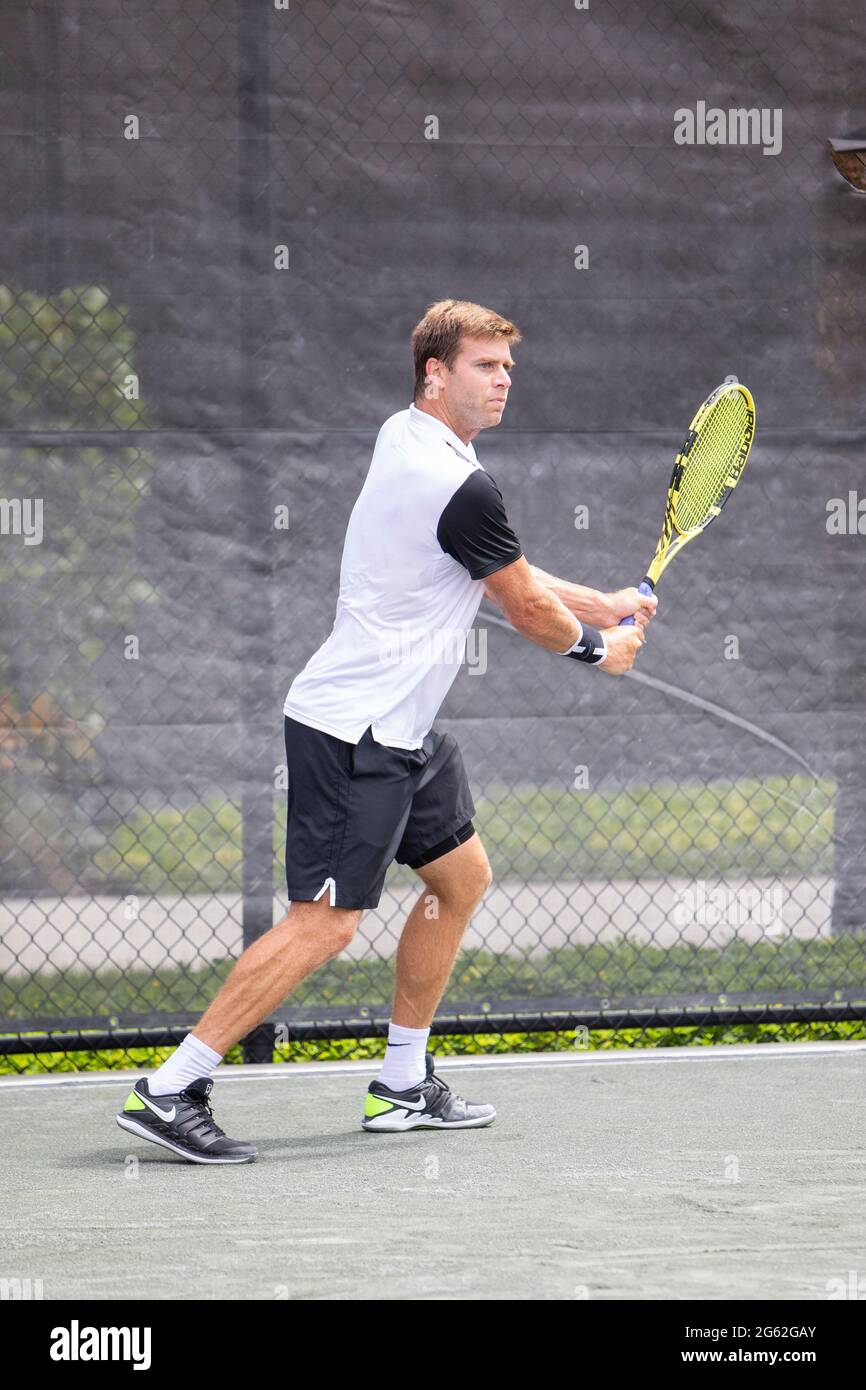 Tennis player Ryan Harrison plays at the Midtown Athletic Club Tennis ...
