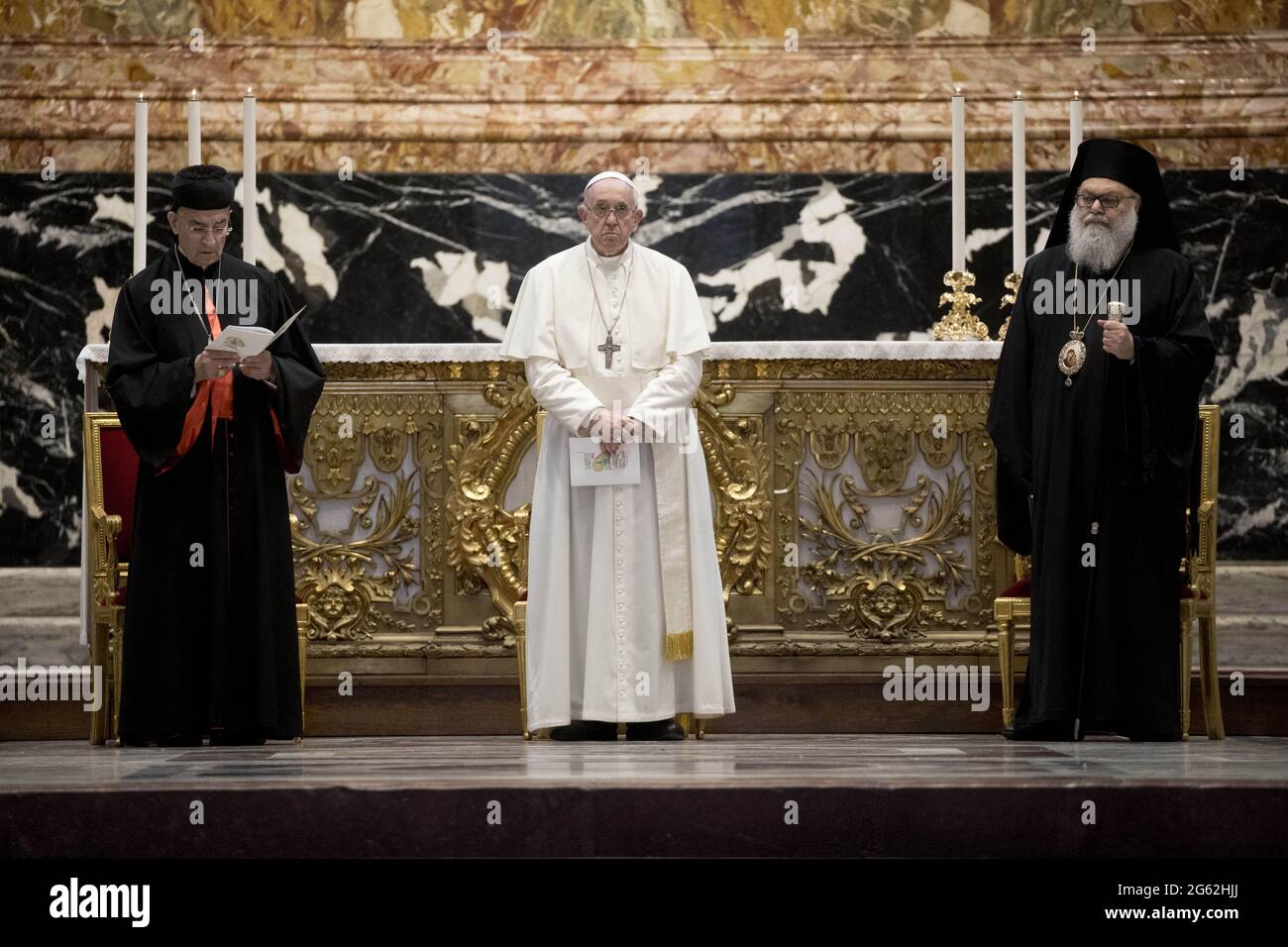 Vatican City, Italy. July 1, 2021: Christian leaders of Lebanon ...