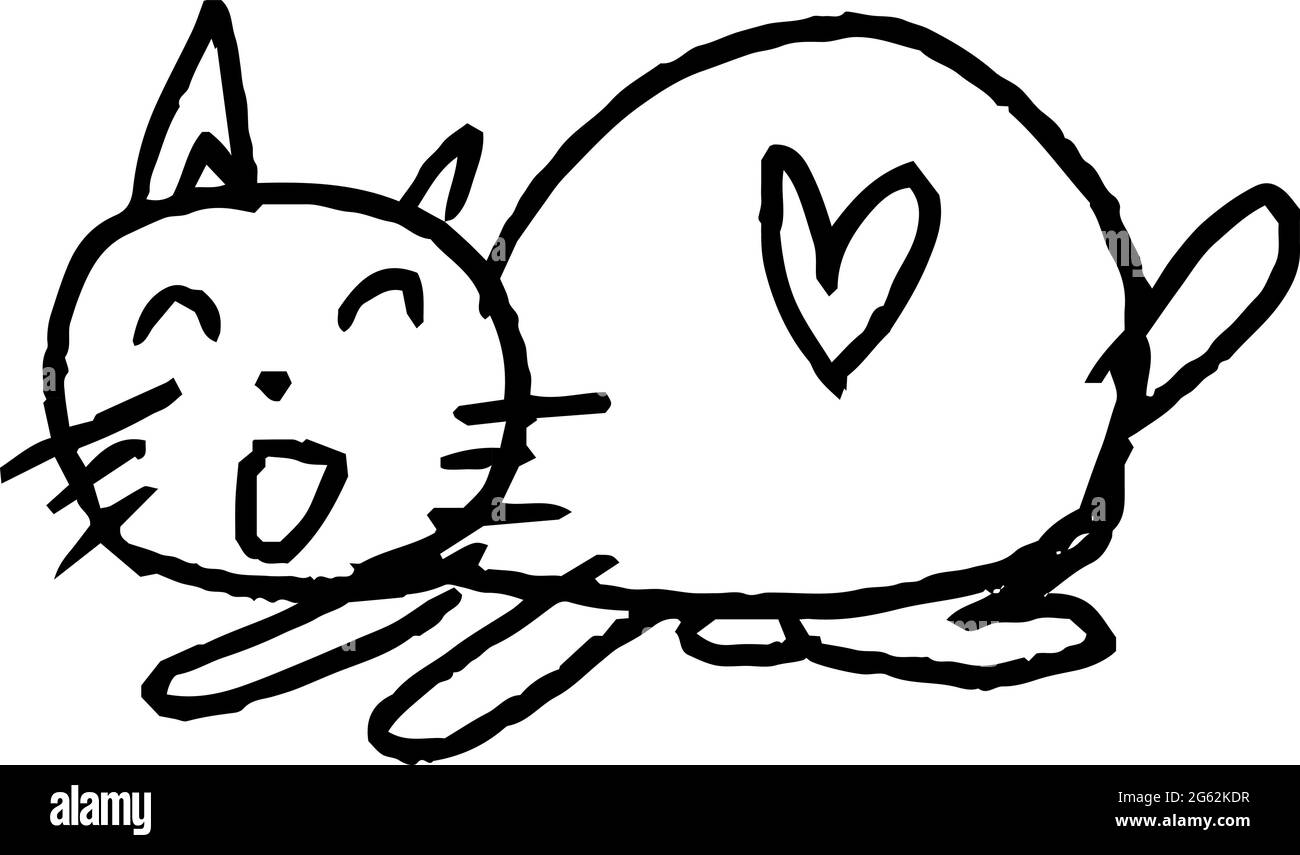 This is a illustration of Cute cat scribble drawn by a child Stock ...